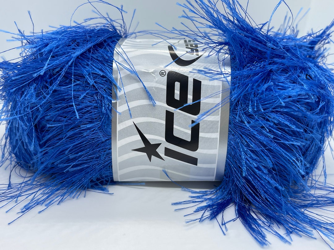 Long Eyelash 100gr Royal Blue 81070 Ice Yarns Extra Long Eyelash Yarn ...