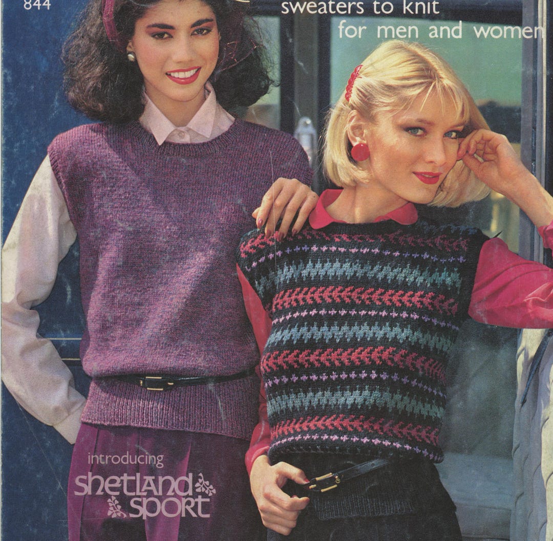Straight Armhole Vests - Knitting Pattern PDF Download #8447 Vintage ...