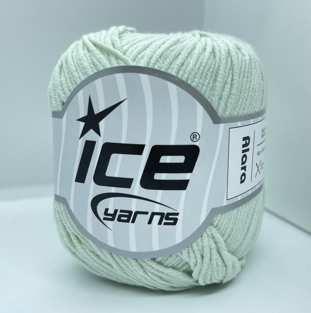 Pale Mint Green Alara 44637 Ice Yarns DK Weight Cotton Blend Yarn 50 ...