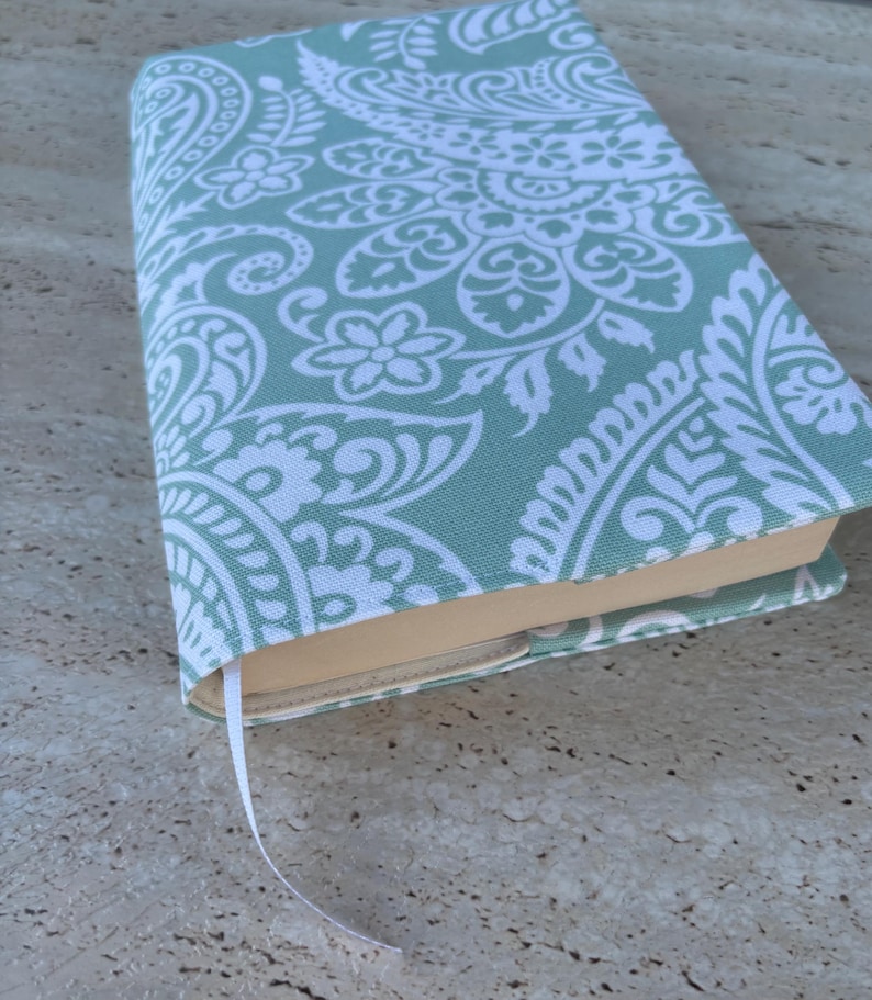 Book Cover / Dust Jacket in Mint Paisley FREE SHIPPING Australia Wide ...