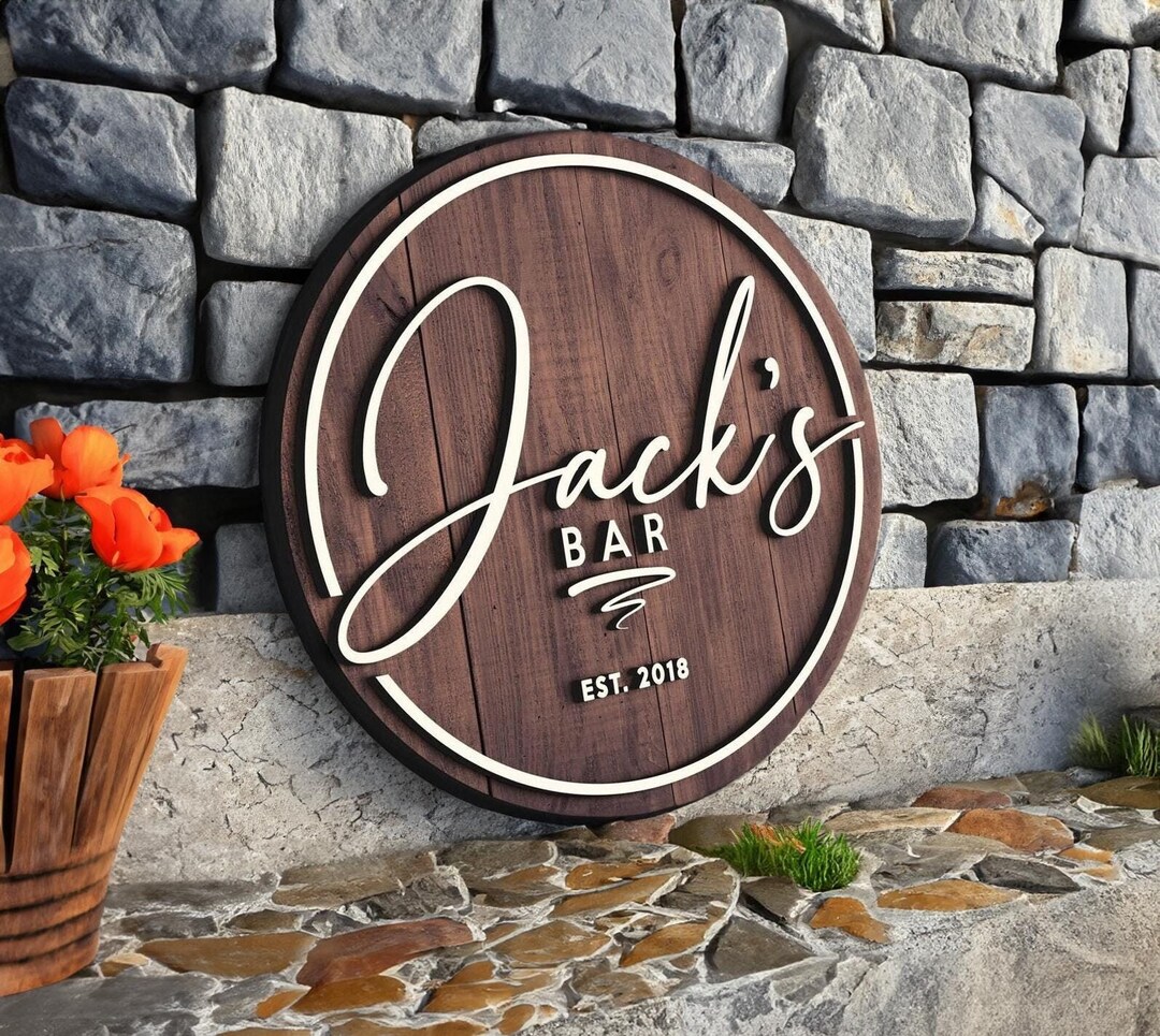 Custom Bar Sign, Wood Sign, Club Pub Sign, Personalized Name Sign,3d ...