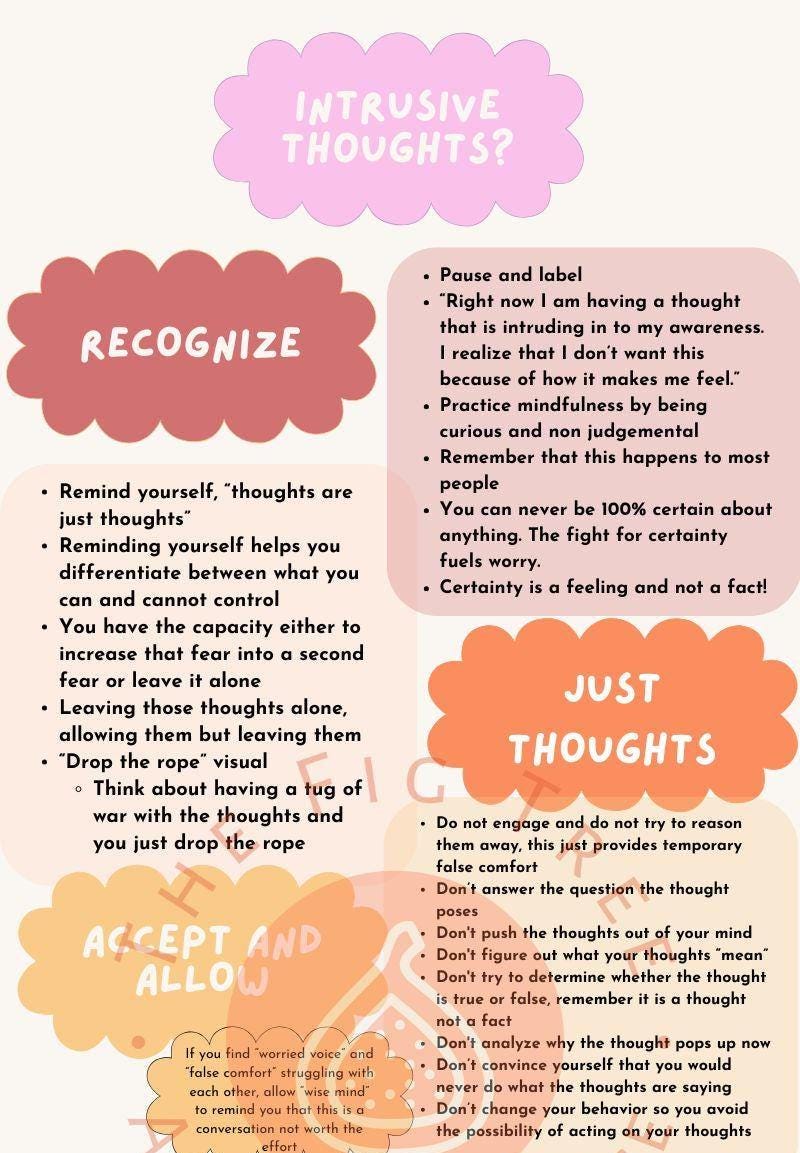 Intrusive Thought Coping Skills Infographic Rainbow (great for Therapists, Counselors ...