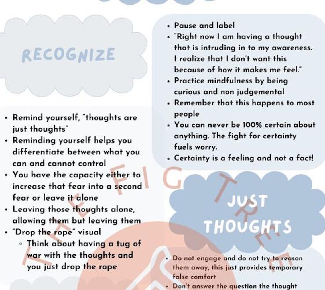 Intrusive Thought Coping Skills Infographic Blue on Blue (therapists ...