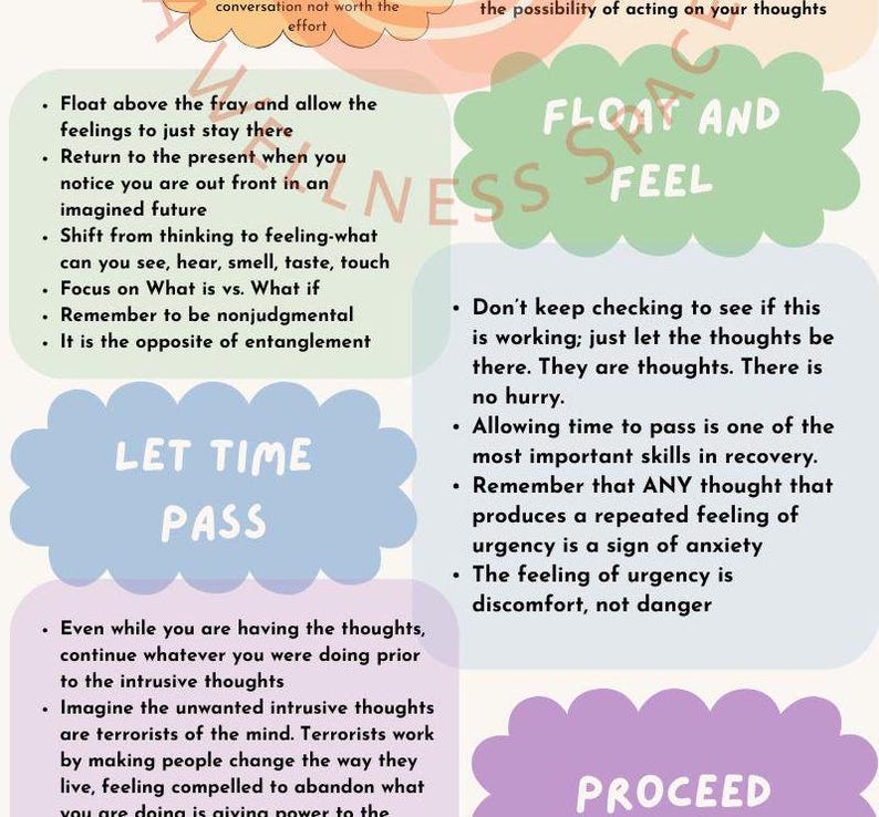 Intrusive Thought Coping Skills, Rainbow Infographic Therapy Tool (PDF ...