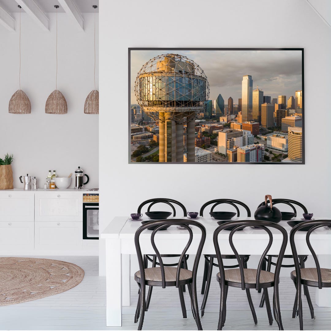 Dallas Skyline Golden Hour Print With Reunion Tower | Texas Wall Art ...
