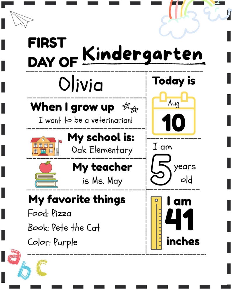 Editable First Day of School Sign | Canva Template | Printable Back to ...