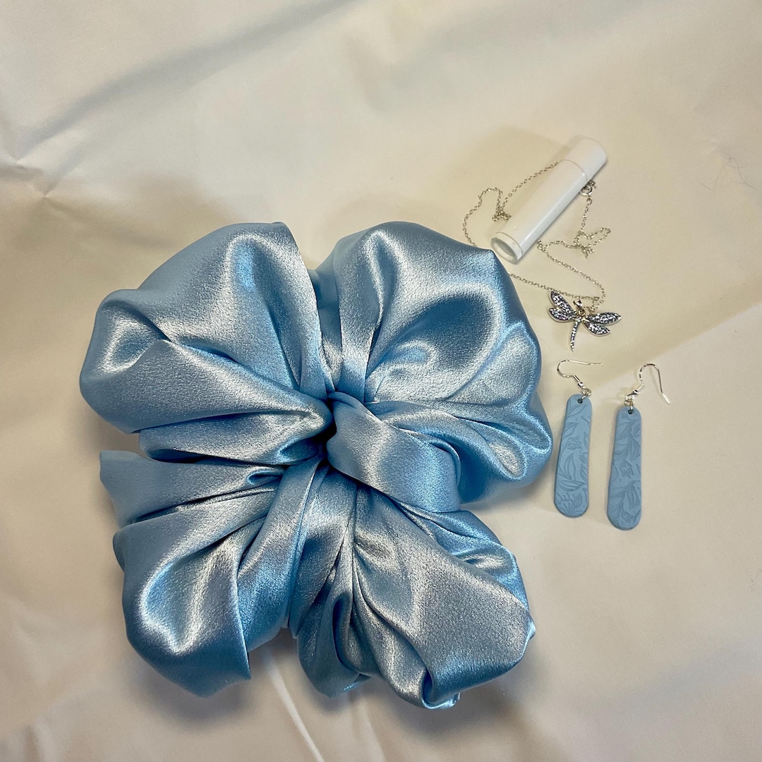 XL Cinderella Blue Satin Scrunchie - Etsy