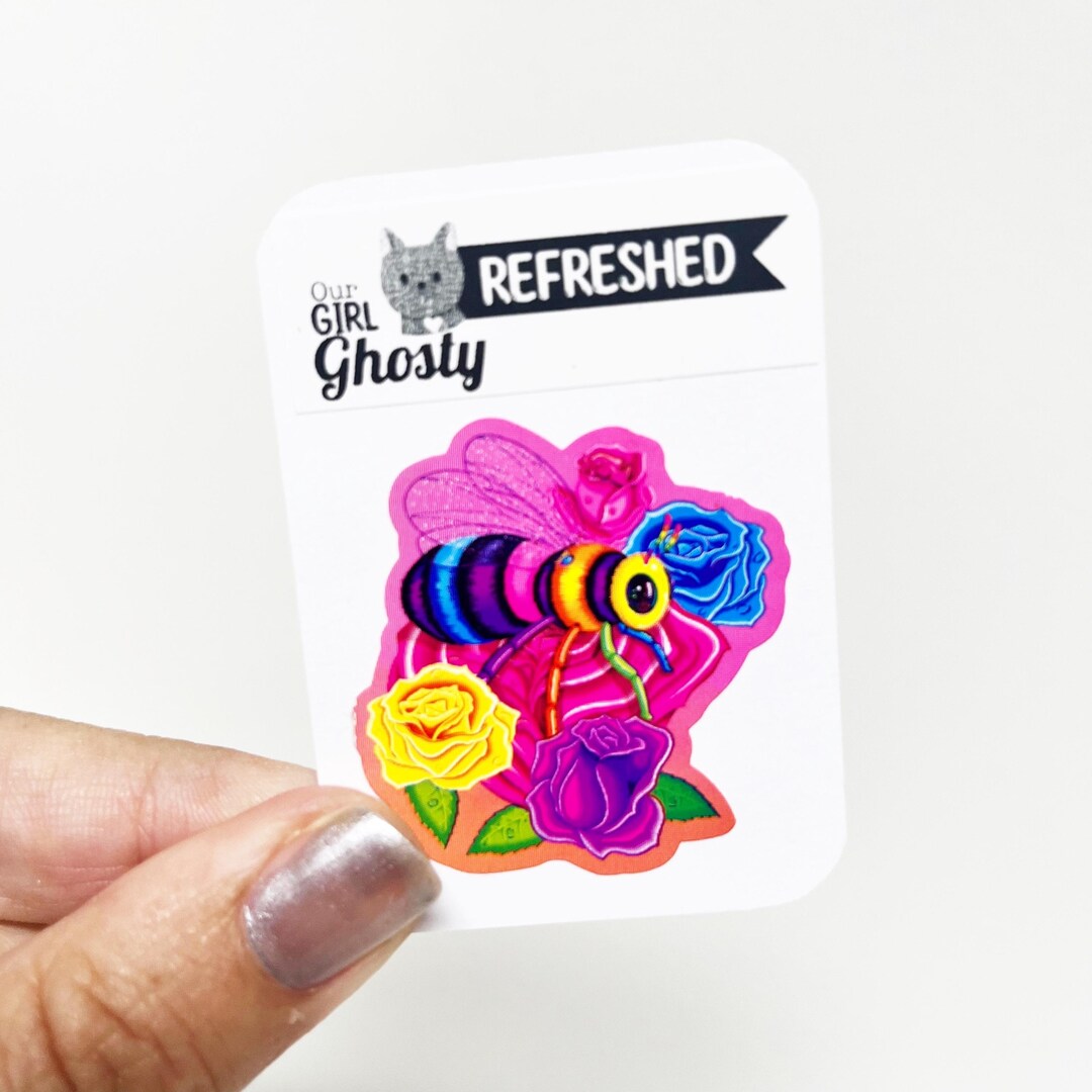 Lisa Frank Vintage Rainbow Bee on Roses Sticker 90's 80's - Etsy