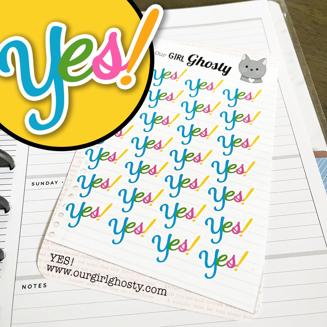 YES! Planner Stickers, Goal Achievement Bullet Journal Sticker Icons ...