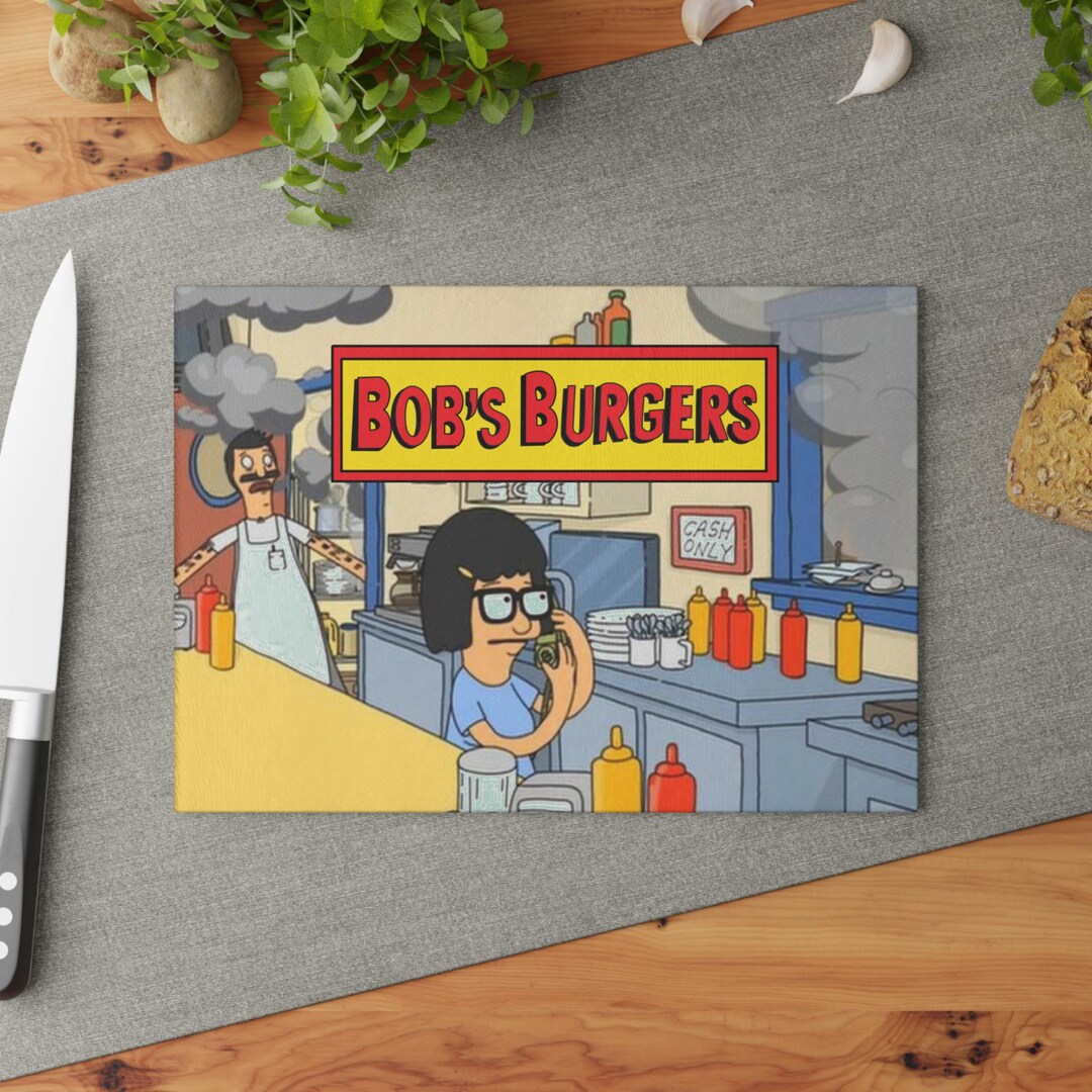 Glass Cutting Board Bobs Burgers Tina and Bob Kitchen Decor, Cartoon ...