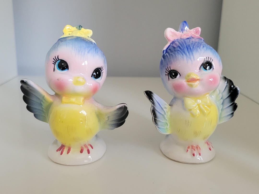 Vintage Ceramic Blue Bird Salt and Pepper Shakers Made in Japan - Etsy