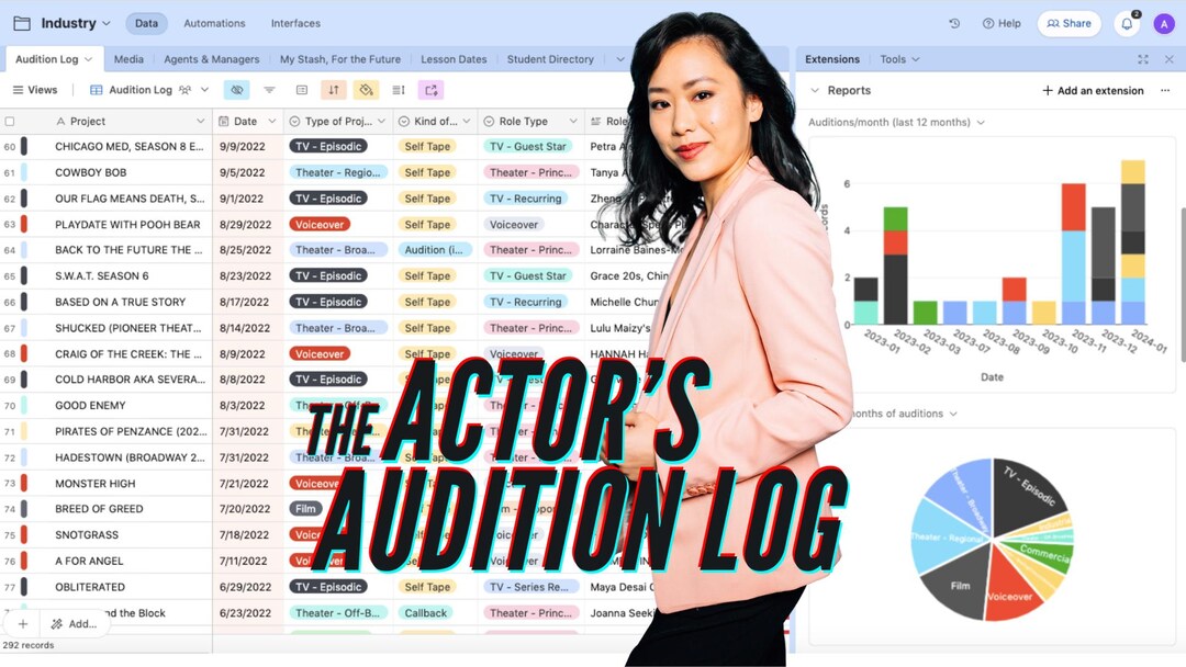 Audition Log for Actors! Keep Track of Auditions & Callbacks, Improve ...