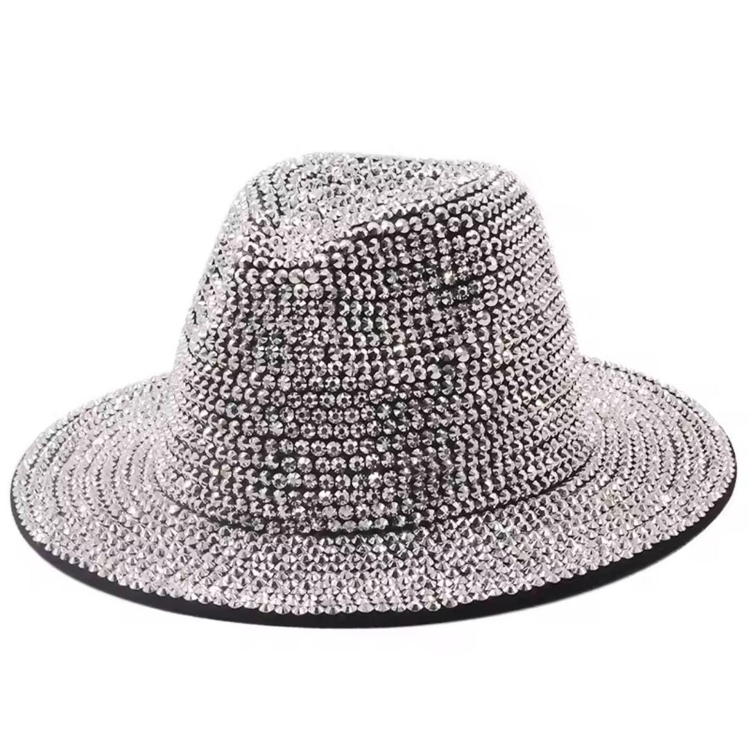 Rhinestone Fedora Bling Hat Silver Black - Etsy