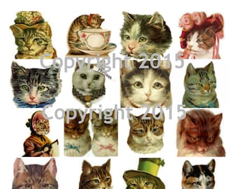 Victorian Rows of Cats Stickers 2 Sheets - Etsy