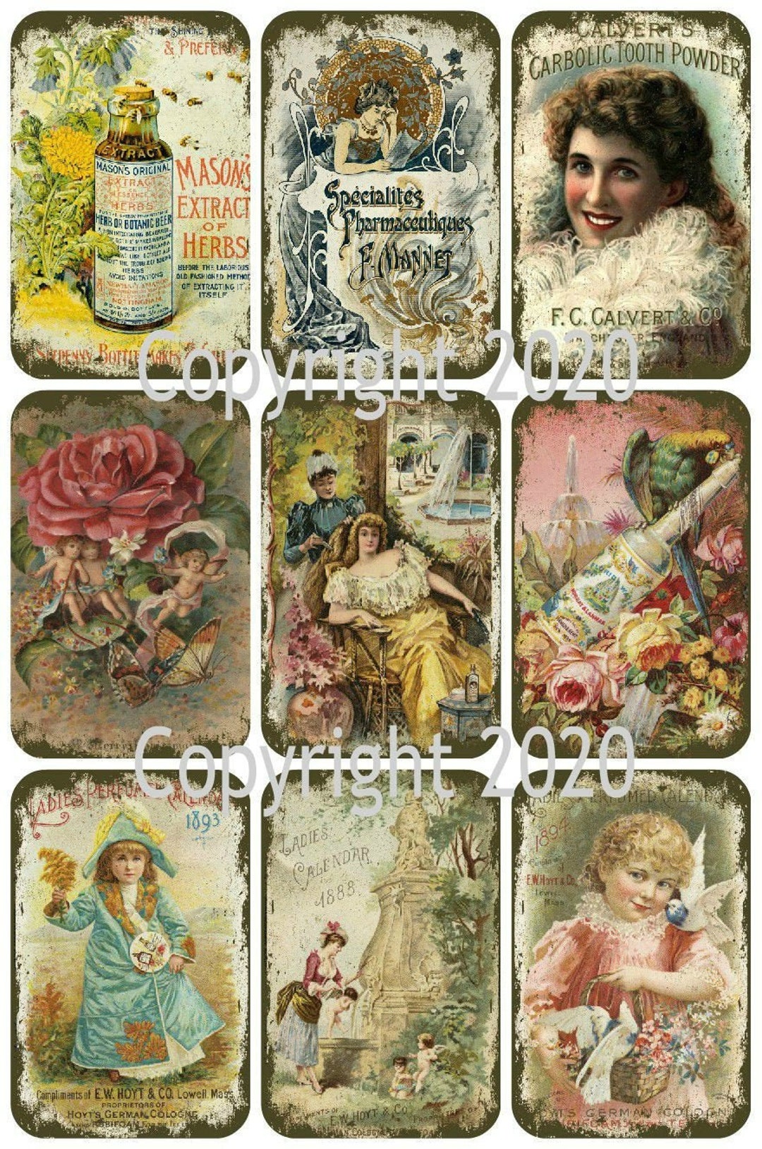 Printable Vintage Ephemera Grunge Ads Collage Sheet Instant Digital ...