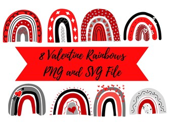 Valentine Rainbow Clipart Boho Valentine Rainbow PNG Leopard - Etsy