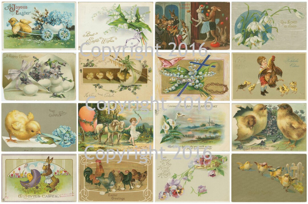 Printable Victorian Easter Cards Collage Sheet. #101 Instant Digital ...