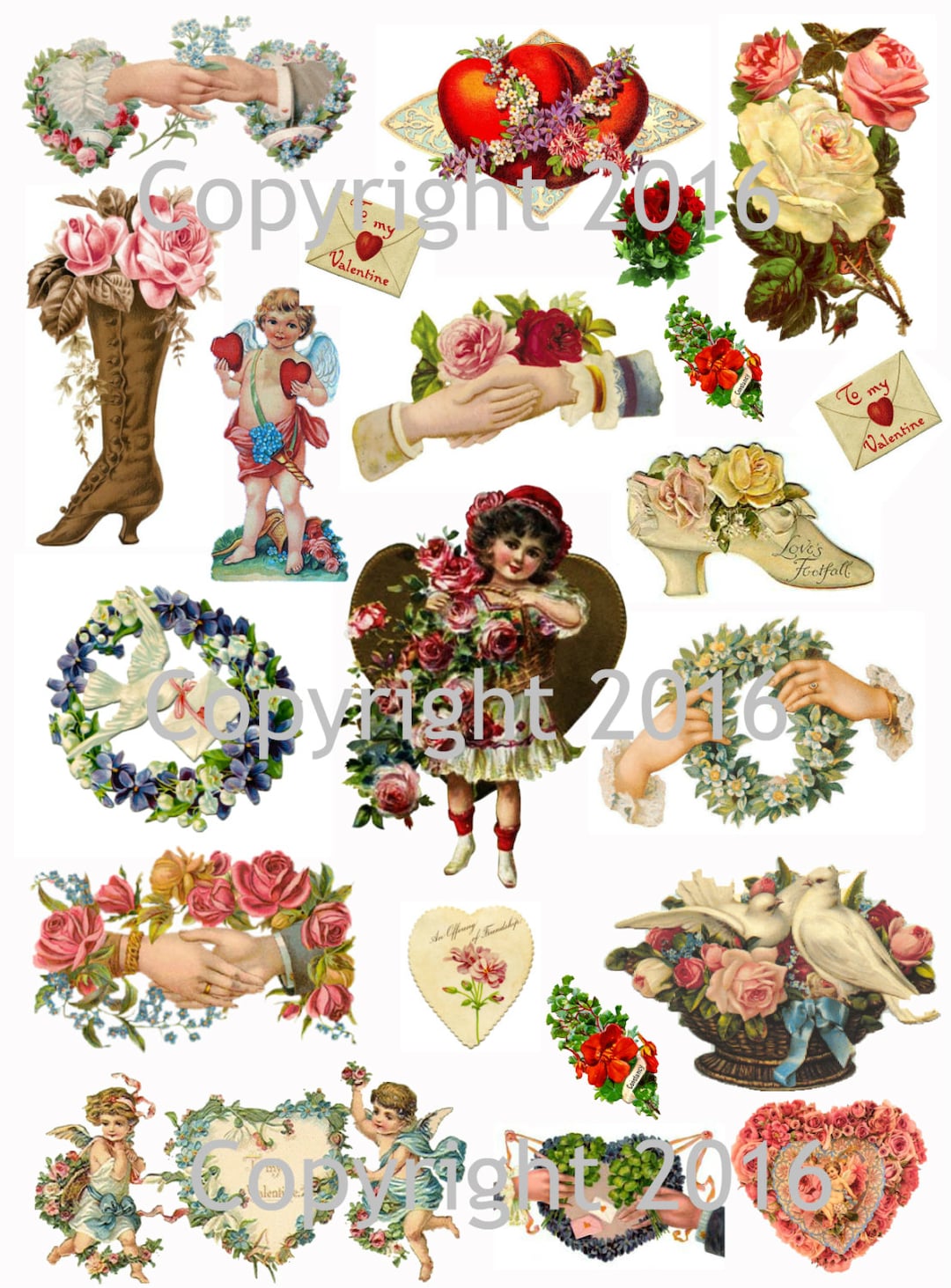Vintage Valentine Scrap Images Digital Collage Sheet #106 for Altered ...