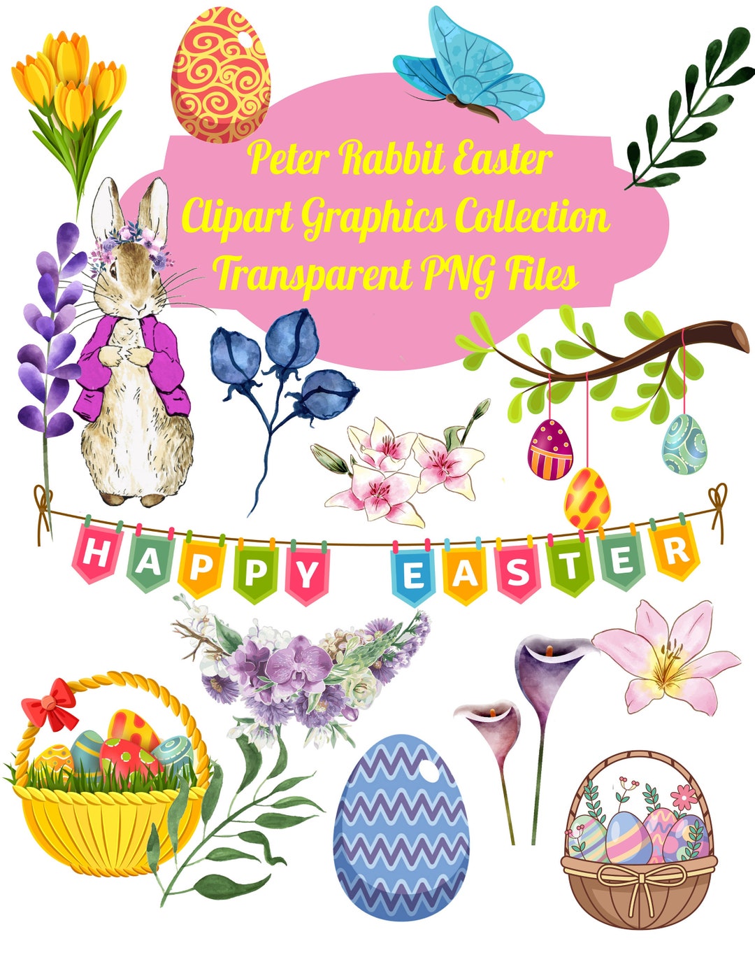 Peter Rabbit Easter Clipart Transparent PNG Files Instant Download ...