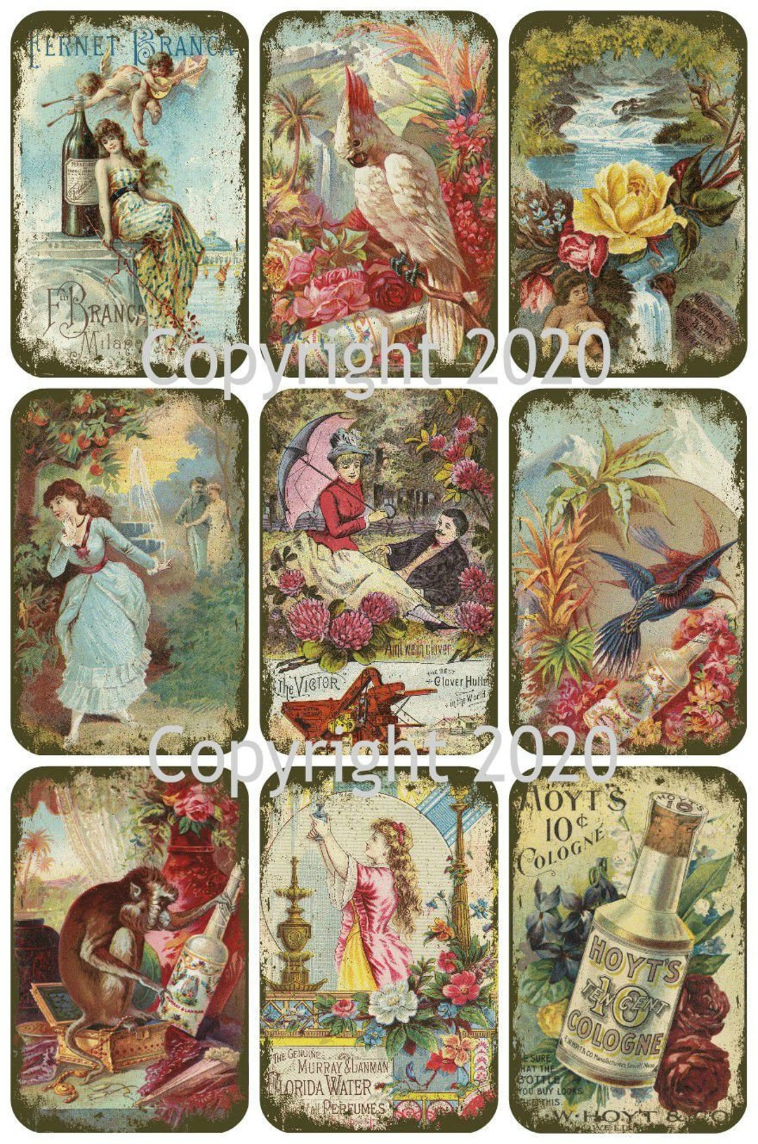 Printable Vintage Ephemera Grunge Ads Collage Sheet Instant Digital ...