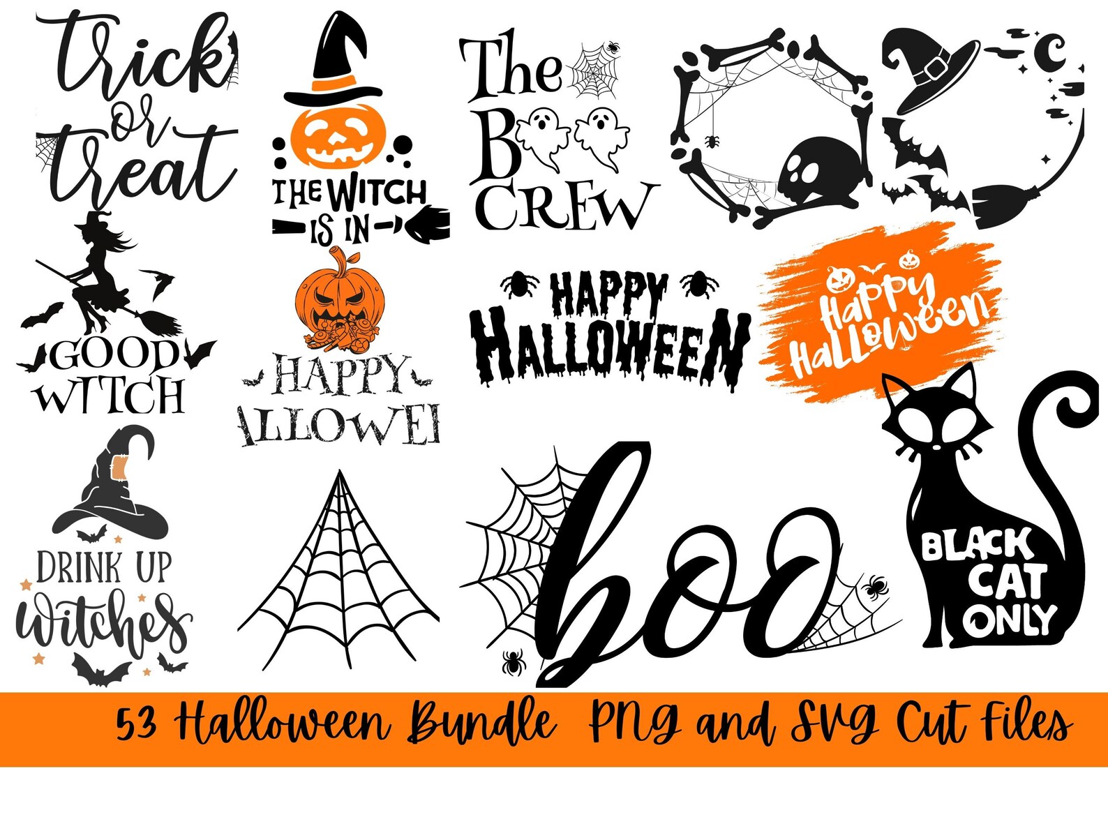 53 Halloween SVG + PNG Bundle – Spooky Clipart for Cricut and ...