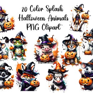 20 Halloween Color Splash Animal Images Clip Art, Transparent PNG Files ...