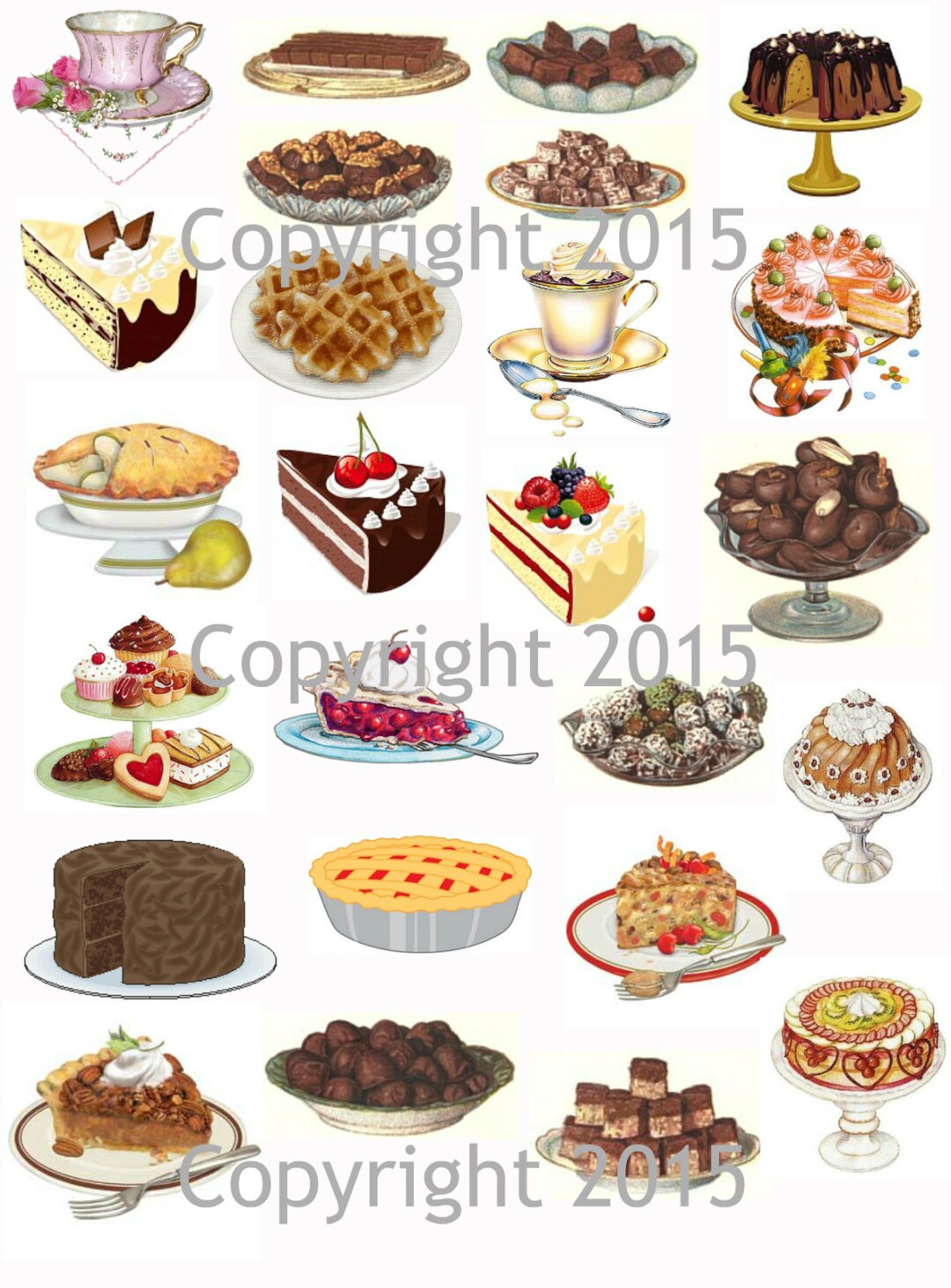 Printable Victorian Cakes and Pies 101, Collage Sheet Instant Digital ...