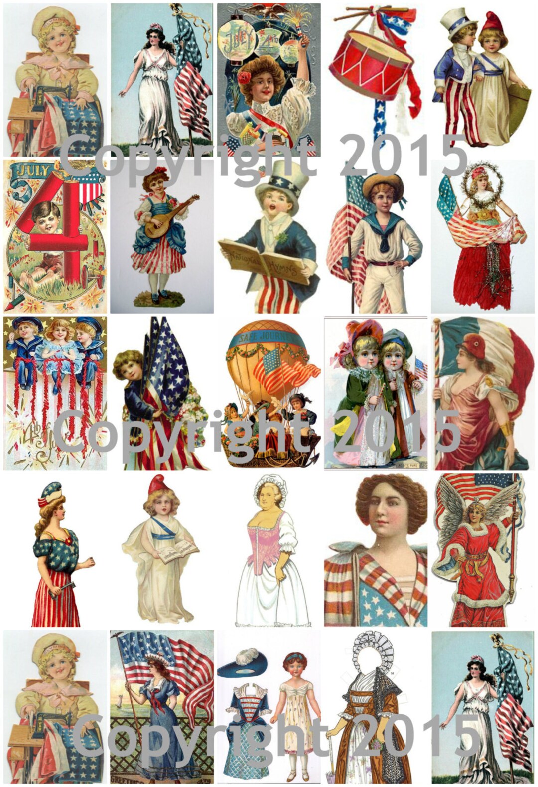 Patriotic Images Collage Sheet, Digital Scrapbooking, Prints, Instant ...