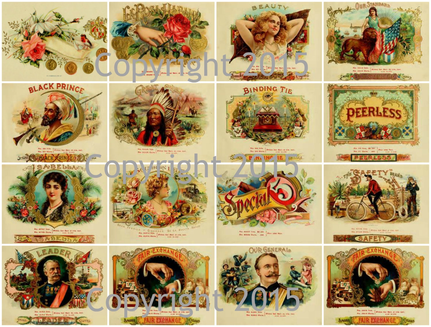 Vintage Victorian Cigar Labels Collage Sheet Instant Digital | Etsy