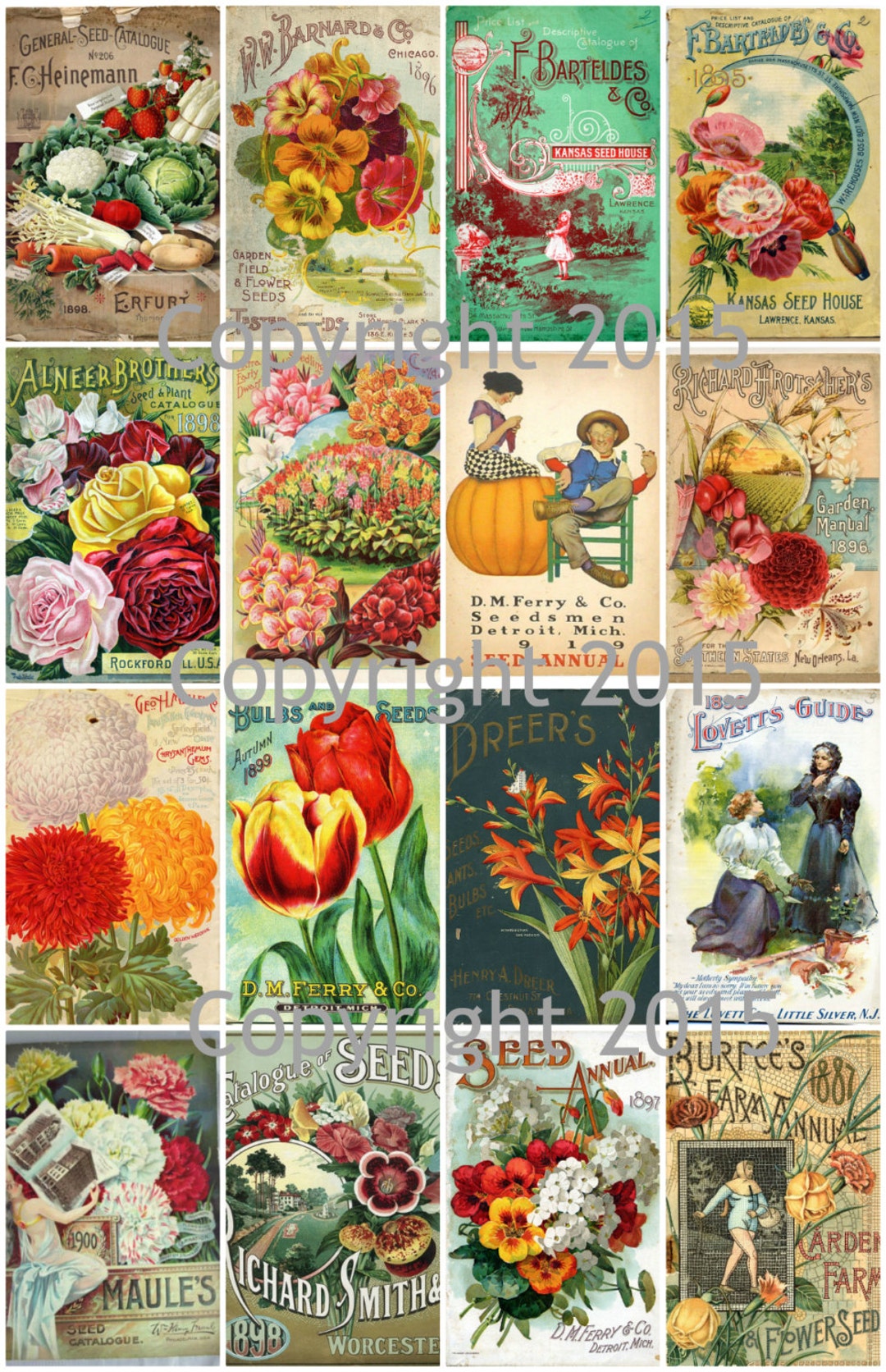 Printable Vintage Seed Catalog Covers Collage Sheet 101. Instant ...