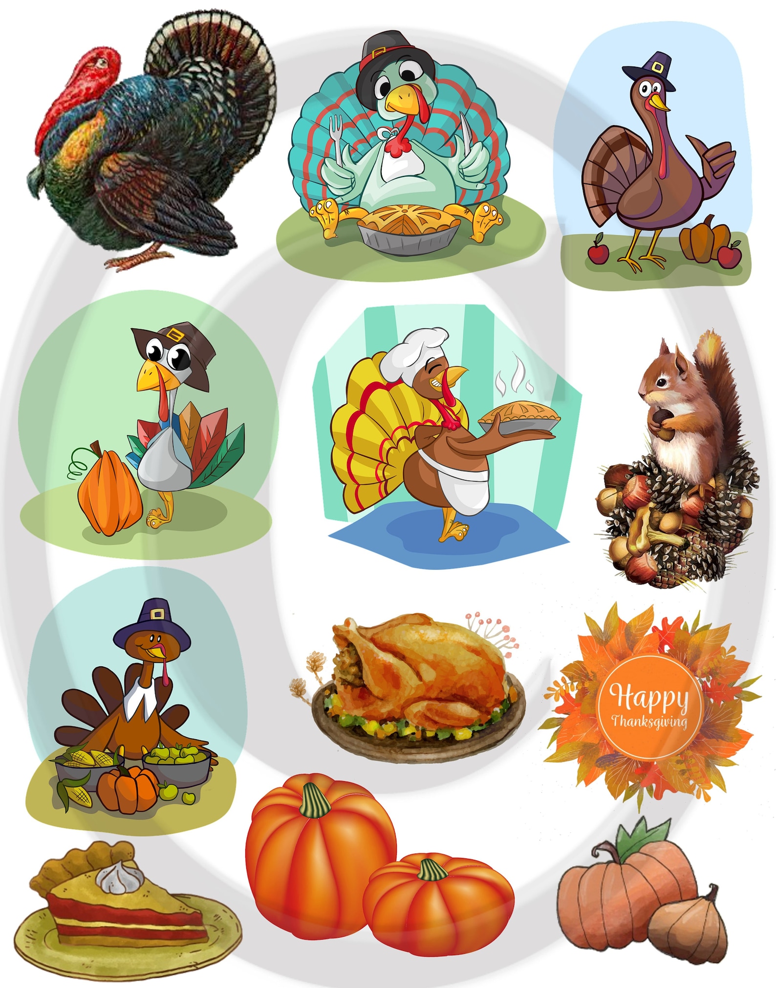 36 Assorted Thanksgiving Graphic Images Clip Art Transparent | Etsy