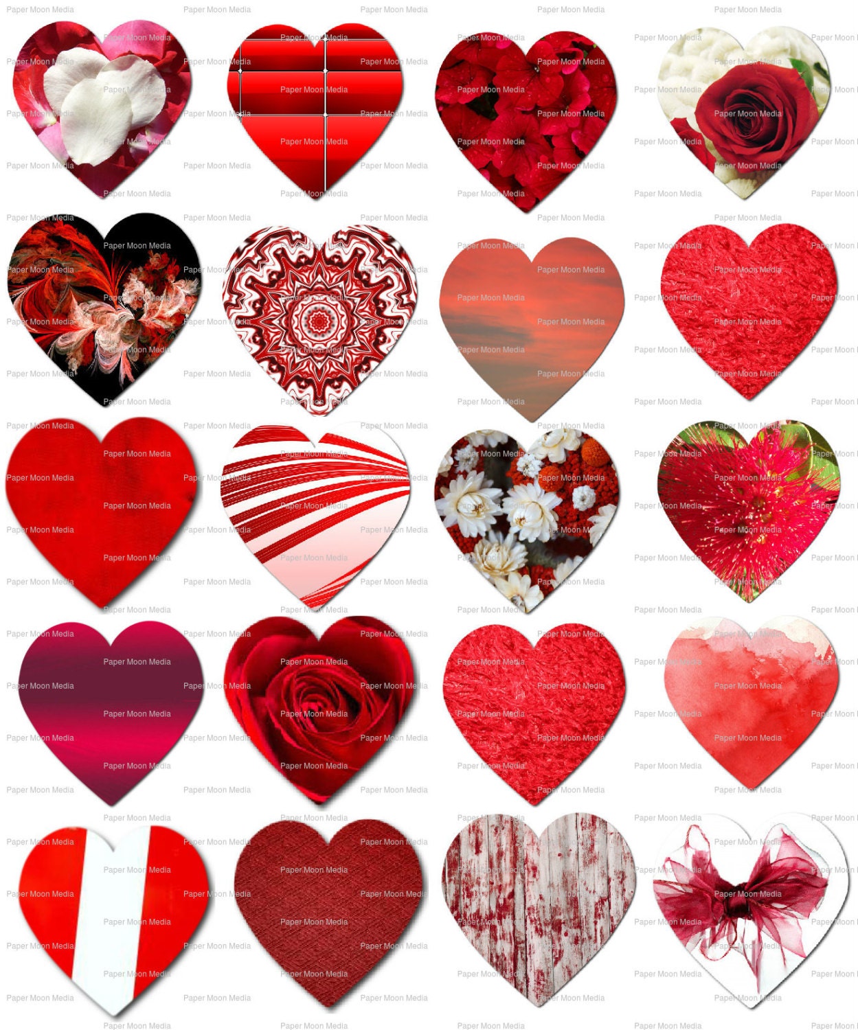 Valentine's Day Red Heart 20 Small Collage Collection, Graphics ...