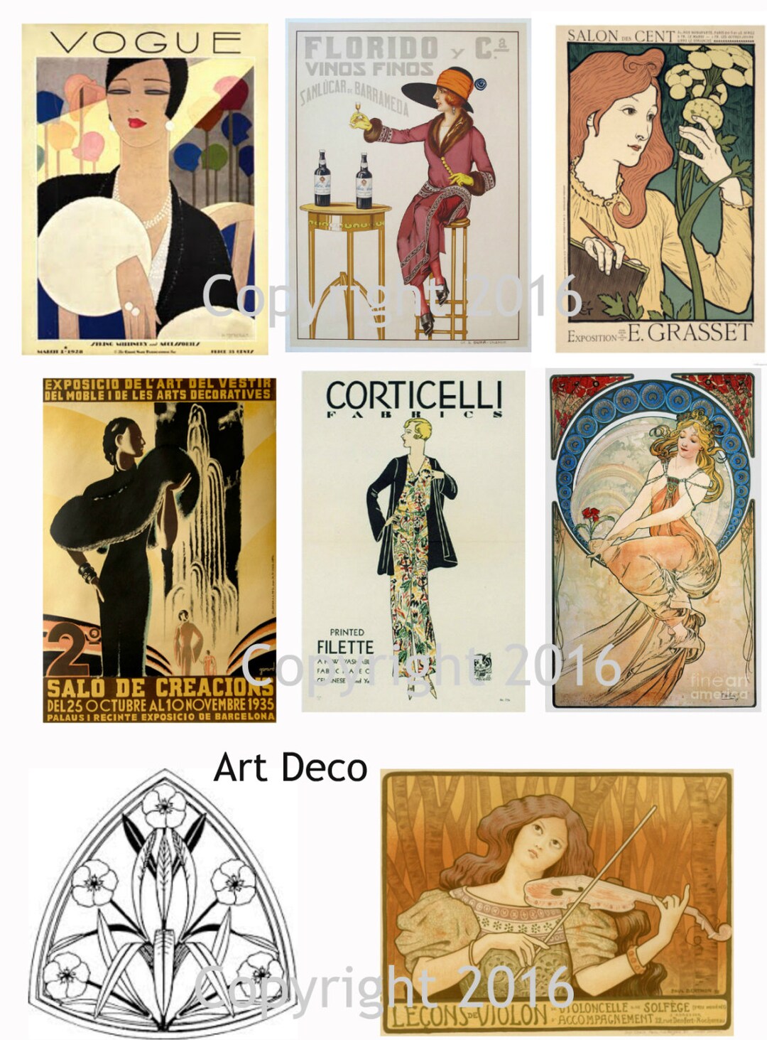 Vintage Art Deco Cards Collage Sheet #102 Instant Digital Download ...