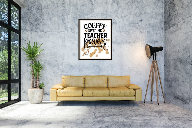 Teacher Art Print Quote "coffee Gives Me Teacher Powers", Wall Decor ...