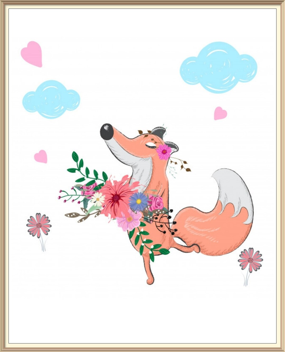 Nursery Art Print Boho Dancing Fox, Nursery Wall Art, Shower Gift, Baby ...