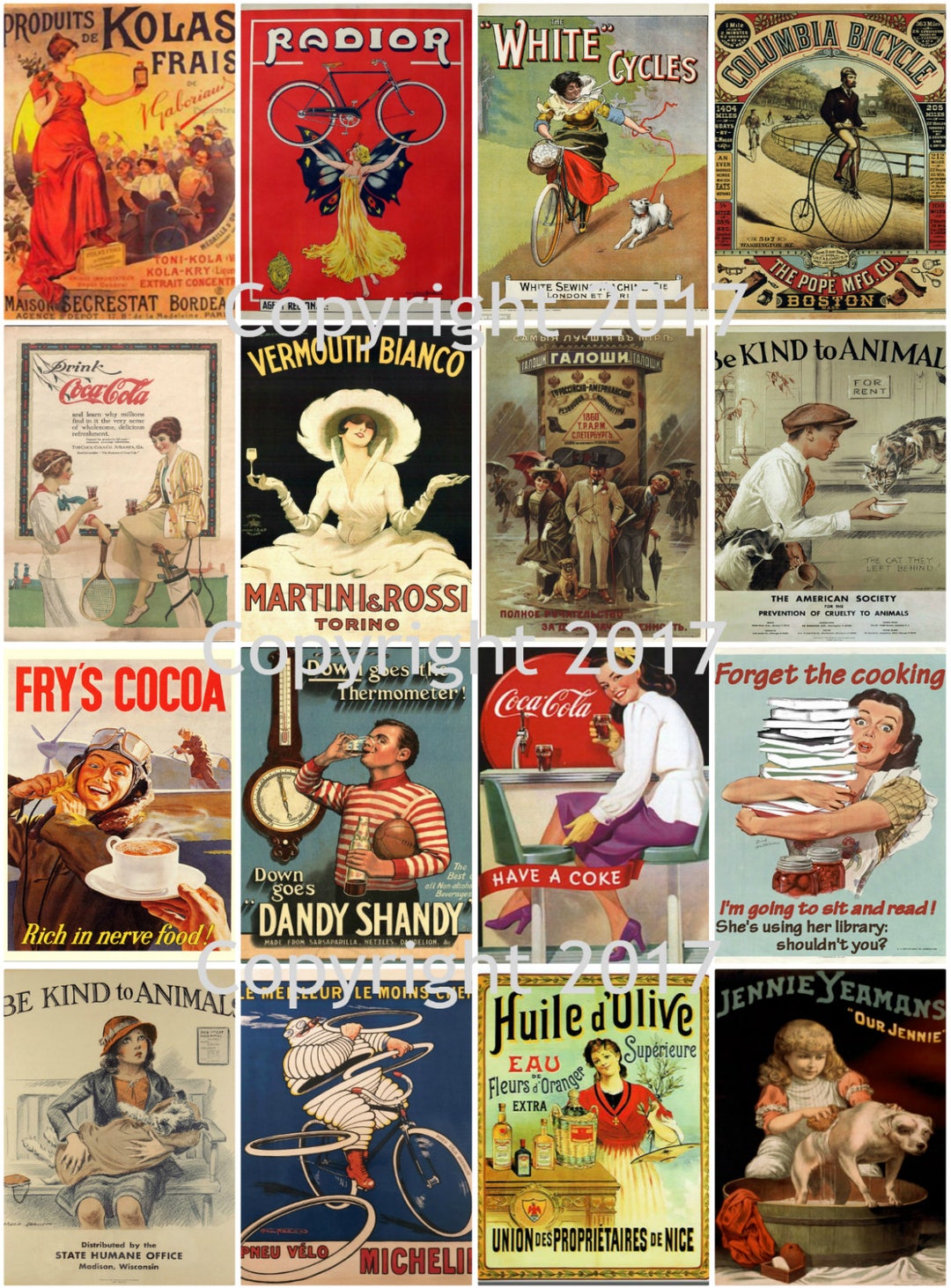 Printable Vintage Ad Posters Collage Sheet 104. Instant Digital ...