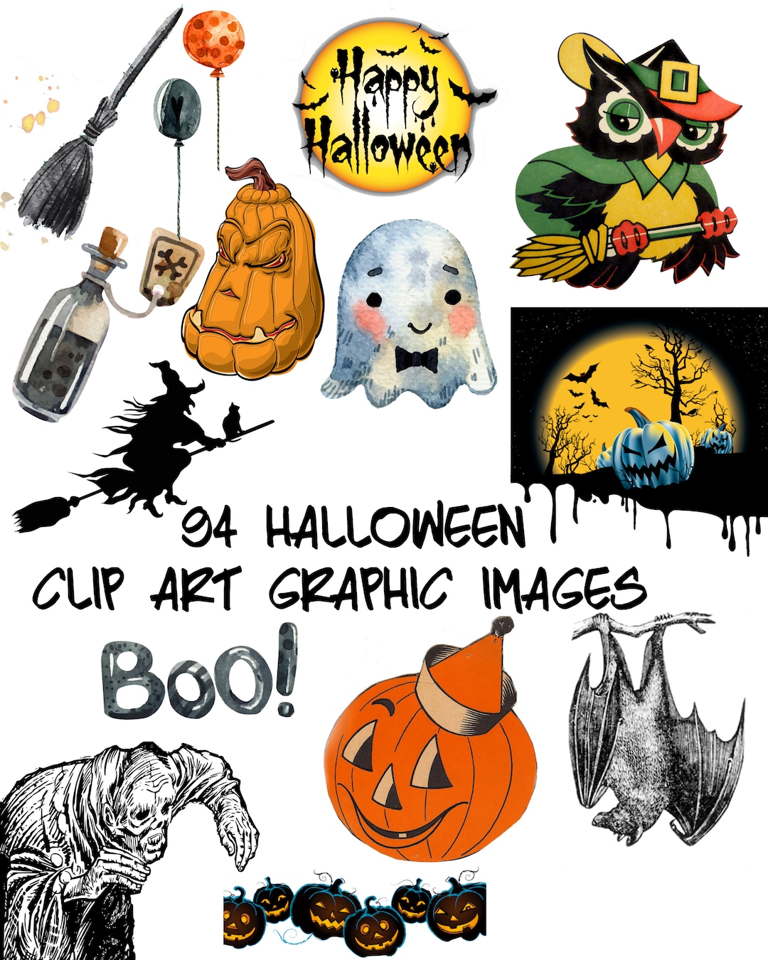 94 Assorted Halloween Graphic Images Clip Art Transparent PNG Files ...
