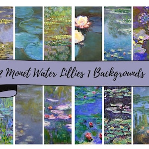 12 Claude Monet Lily Pond Art 1 Background Sheets of 12 X 12" JPG ...