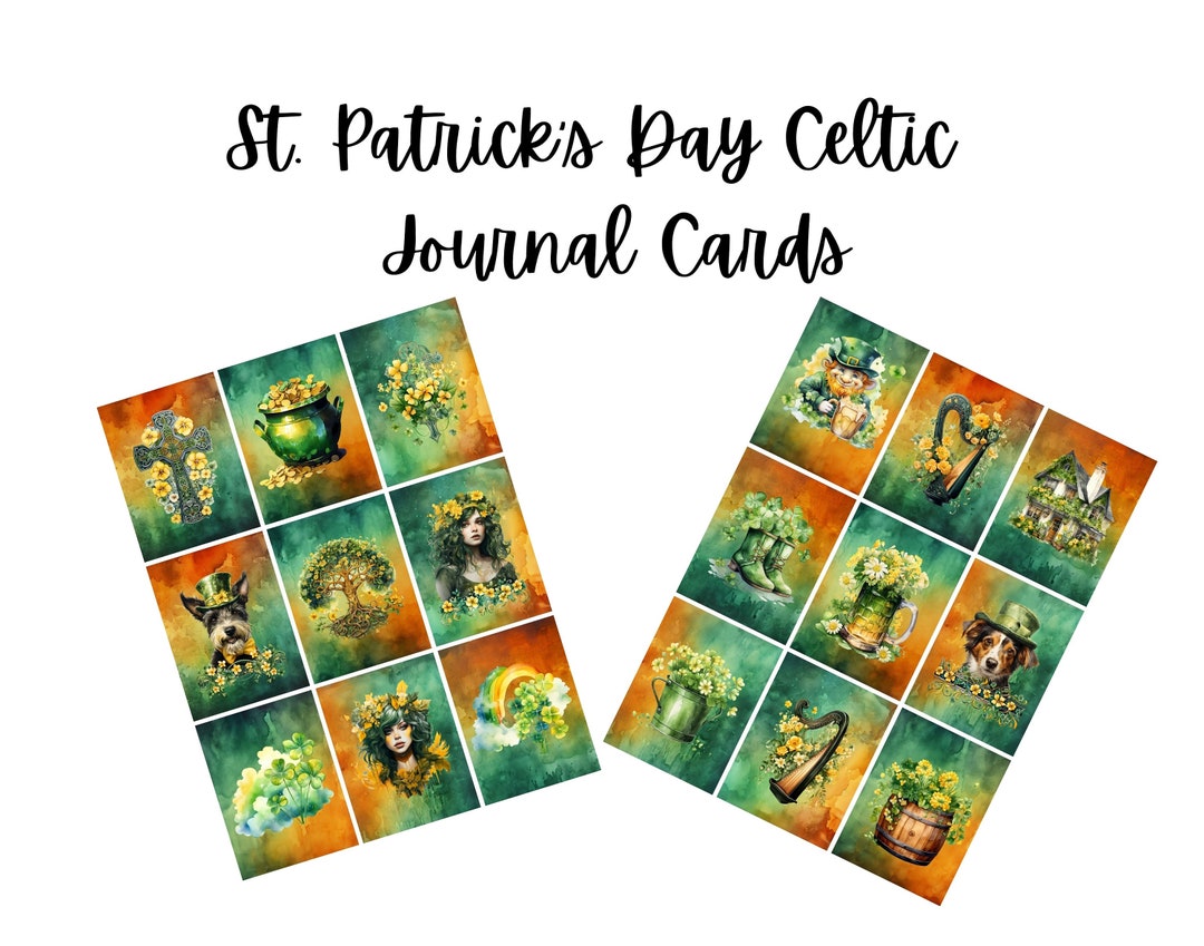 18 Celtic St. Patrick's Day Cards and 2 Collage Sheets of Tags for ...