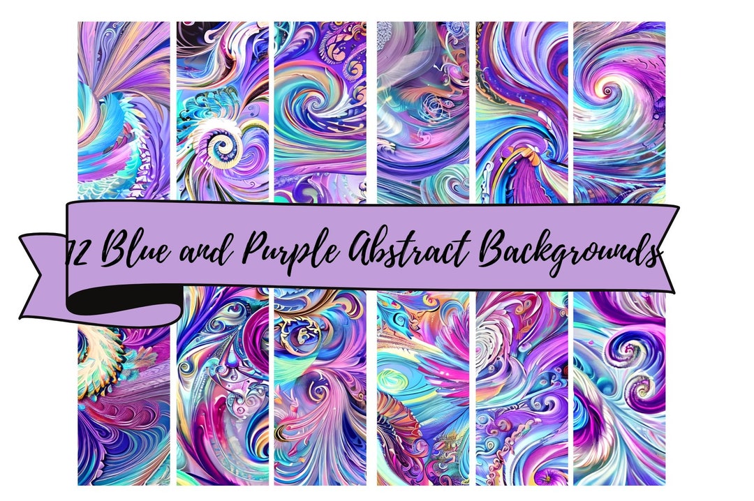 12 Watercolor Purple Abstract Background Sheets of 12 X 12" JPG Digital ...