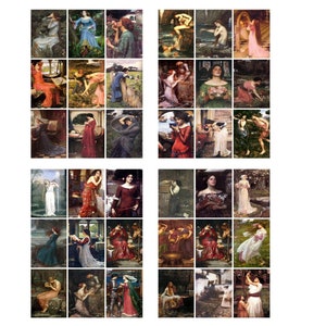 Set of 4 John William Waterhouse Art Image Tags, ATC Cards, Altered Art ...