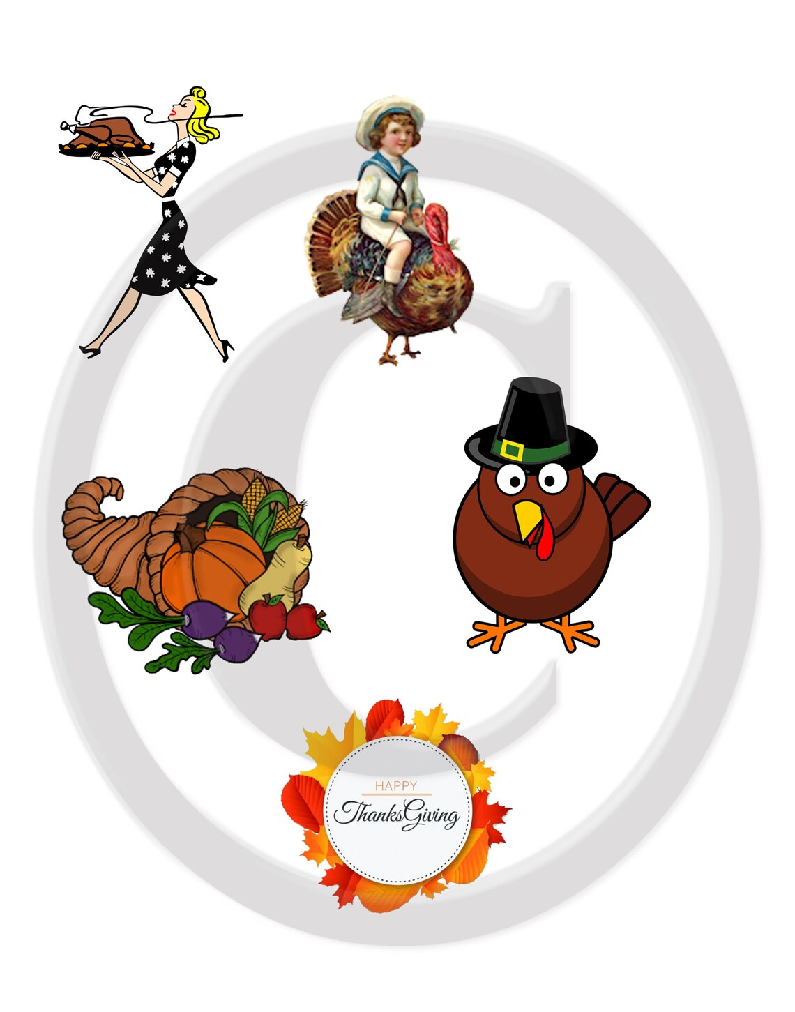 36 Assorted Thanksgiving Graphic Images Clip Art Transparent | Etsy