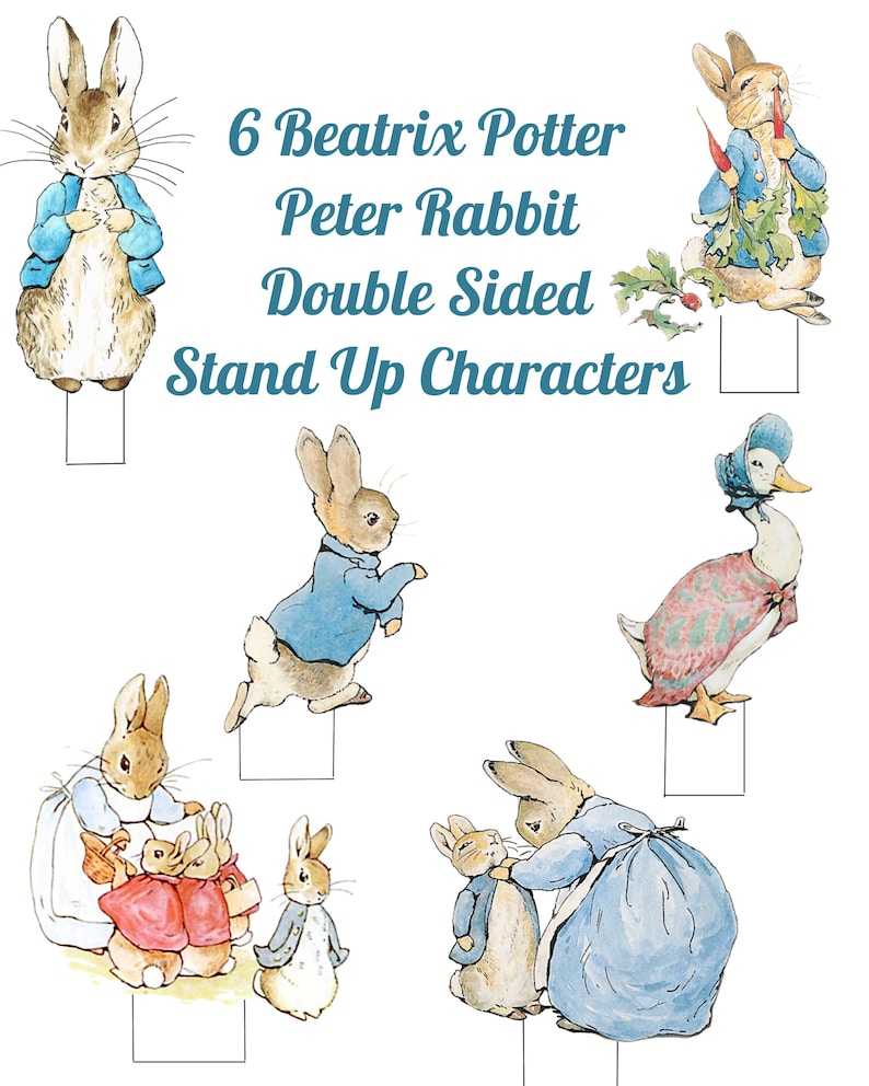 6 Beatrix Potter Peter Rabbit Double Sided Stand up Characters for DIY ...