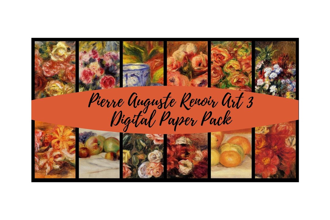 Pierre Renoir Art 3 Digital Paper Pack / 12 Sheets of 12 X 12" JPG ...