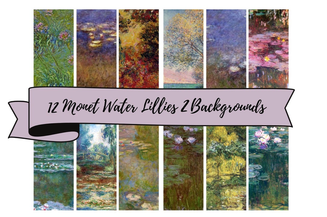 12 Claude Monet Lily Pond Art 2 Background Sheets of 12 X 12" JPG ...