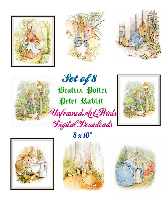 Set of 8 Beatrix Potter Mother Rabbit Peter Rabbit Digital | Etsy