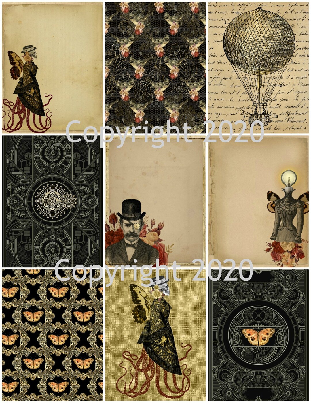 Printable Steampunk Tags Labels Collage Sheet Instant Digital Download ...