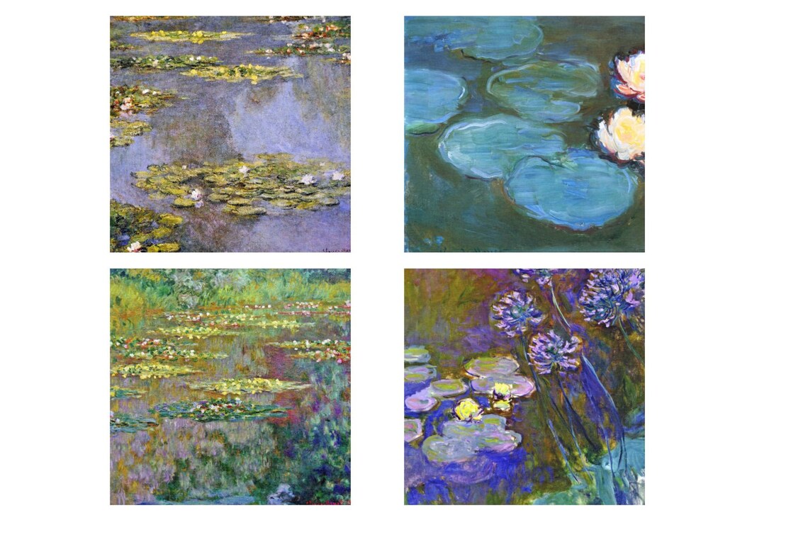 12 Claude Monet Lily Pond Art 1 Background Sheets of 12 X 12" JPG ...