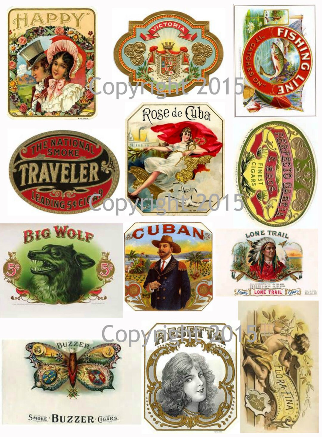 Vintage Victorian Cigar Labels Collage Sheet Instant Digital Download ...