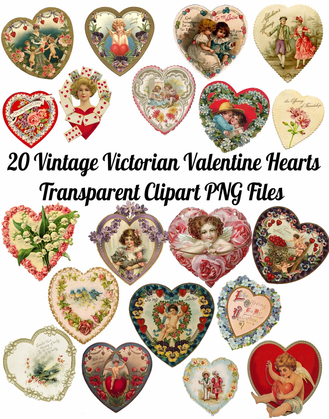 20 Vintage Victorian Valentine's Day Heart Images Clip Art Graphics ...